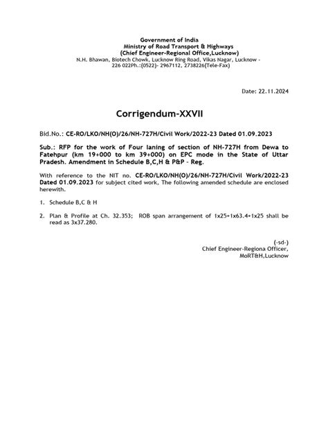 Corrigendum Xxvii Pdf Road Bridge