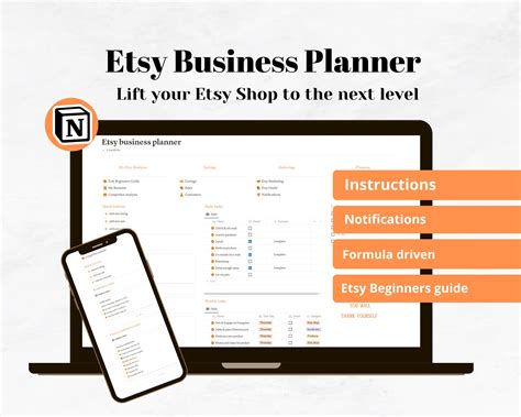 Etsy Business Planner Notion Template Shop Beginners Guide Digital Download Etsy