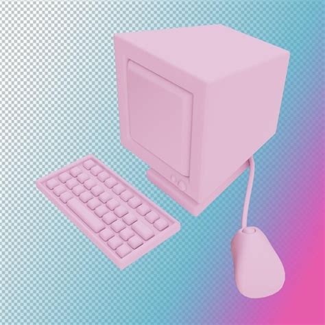 Premium Psd A Pink Computer With A Keyboard