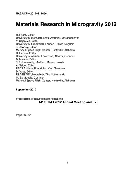 Pdf Iss Experiments Of Columnar To Equiaxed Transition In Solidification Processing