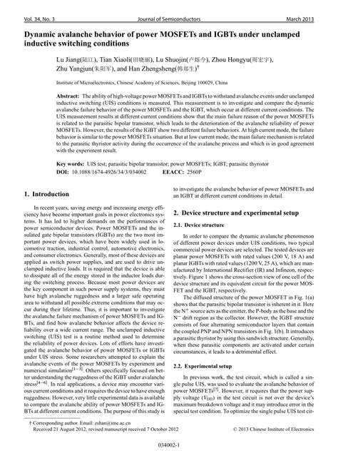 Pdf Dynamic Avalanche Behavior Of Power Mosfets And Igbts Under Unclamped Inductive Switching