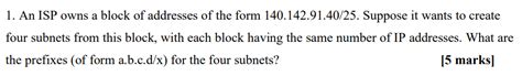 solved 1 an isp owns a block of addresses of the form