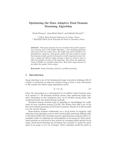 Pdf Optimizing The Data Adaptive Dual Domain Denoising Algorithm
