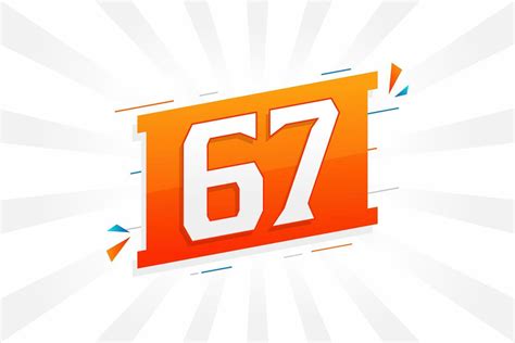 67 Number Vector Font Alphabet Number 67 With Decorative Element Stock