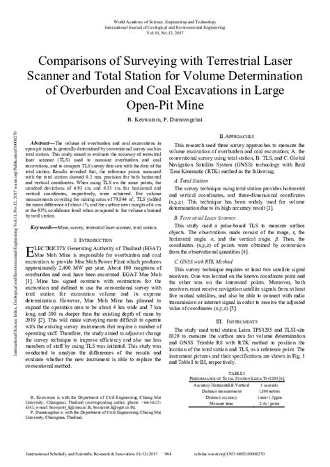 Pdf Comparisons Of Surveying With Terrestrial Laser Scanner And Total Station For Volume