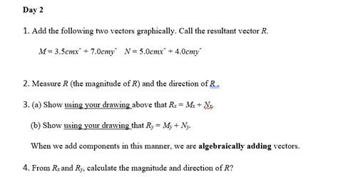 solved add the following two vectors graphically call the
