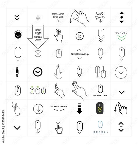 Vettoriale Stock Modern Linear Pictogram Of Scroll Down Set Of Concept