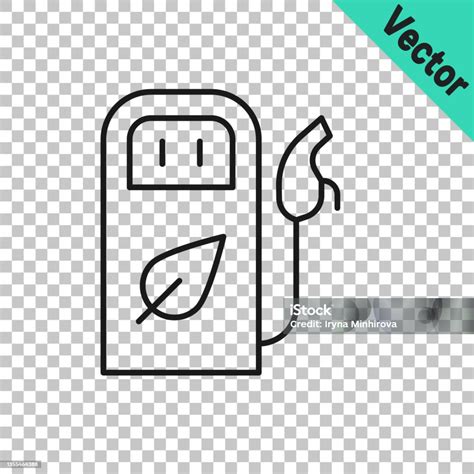 투명 한 배경에 격리 된 블랙 라인 가솔린 또는 주유소 아이콘 자동차 연료 기호 가솔린 펌프 벡터 0명에 대한 스톡 벡터 아트
