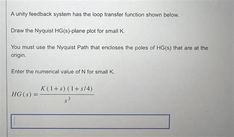 Solved A Unity Feedback System Has The Loop Transfer