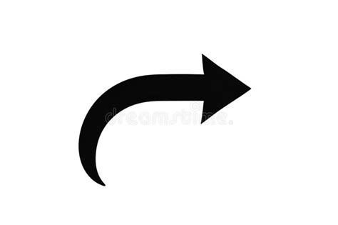 Arrow Symbol Curved Right Arrow Direction Indicator Navigation Element Sign Icon Stock
