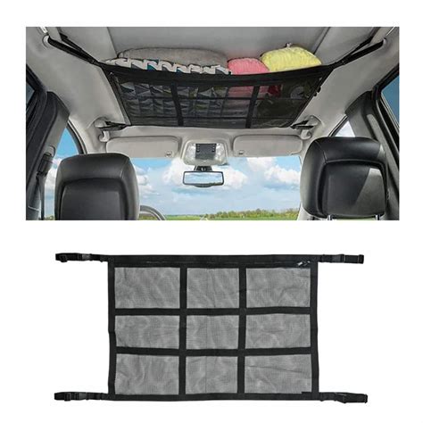Vargtrupgraded Car Ceiling Storage Net Pocket Roof Tent Adjustable