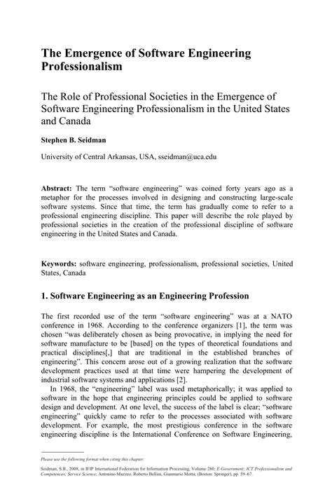 Pdf The Emergence Of Software Engineering Professionalism