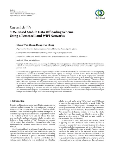 Pdf Sdn Based Mobile Data Offloading Scheme Using A Femtocell And