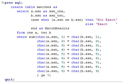 A Seven Of Nine Fuzzy Matching Problem In SAS SASnrd