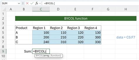 excel bycol function tutorial excel road map