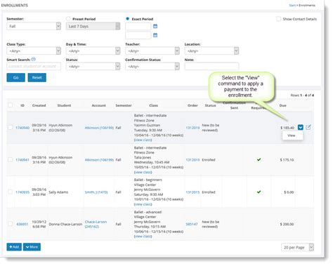adding editing and deleting payments manage enrollments