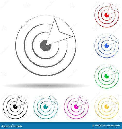 Arrow Bullseye Business Hand Drawn Multi Color Set Icon Simple Thin Line Outline Vector Of