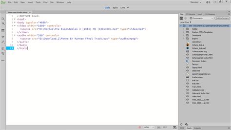 inserting video and audio in a website