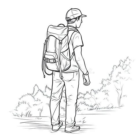 Adventurous Hiker With Backpacks Exploring The Wilderness Stock Illustration Illustration Of