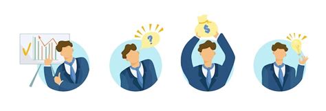 사업가 작업 캐릭터 디자인 모음 프리미엄 벡터