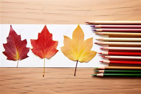 다양한 색연필과 다양한 단풍 가을 계절 나뭇잎 배경 일러스트 및 사진 무료 다운로드 Pngtree