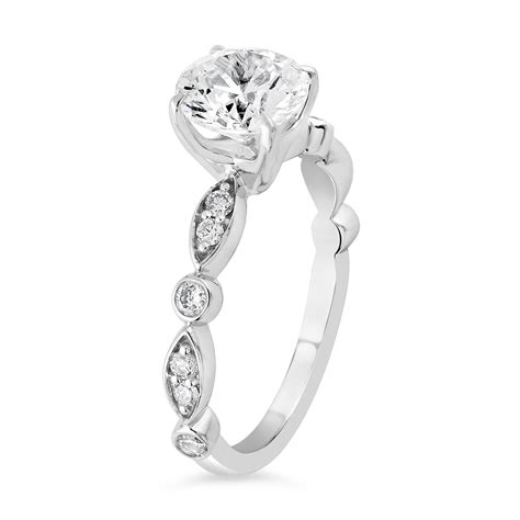 14k White Gold Round Lab Grown Diamond Engagement Ring American Ring