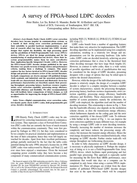 Ldpcfpgasurvey Download Free Pdf Low Density Parity Check Code Field Programmable Gate Array