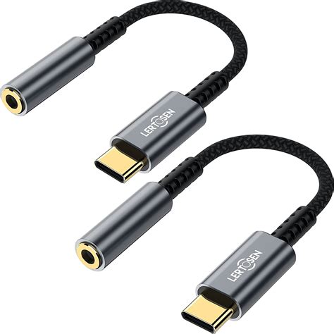 USB C To 3 5mm Female Headphone Jack Adapter 2 Packs USB Type C To Aux Audio Dongle Cable Cord