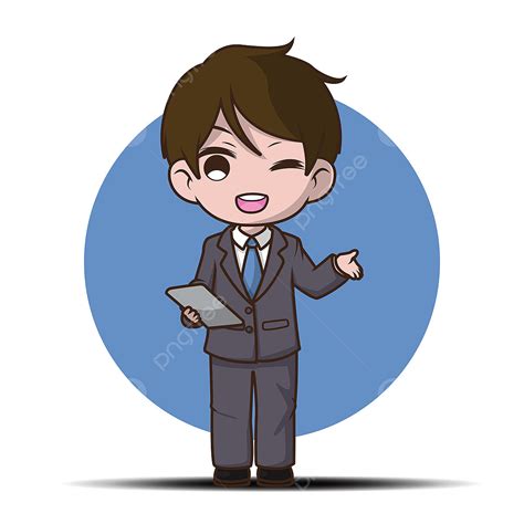 Business Presentation Brochure Vector Hd Png Images Cute Business Man Cartoon Presenting Man