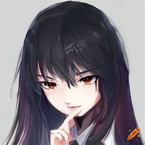 Anime Girl With Black Hair And Grey Eyes