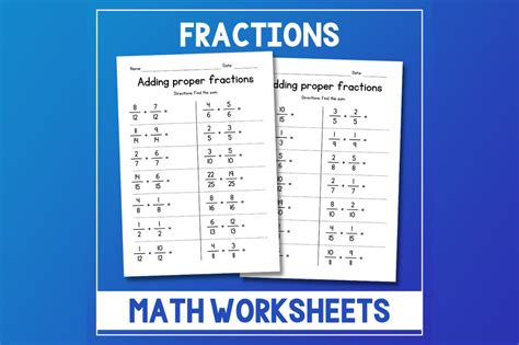 Adding Proper Fractions Worksheets Graphic By Atlasart · Creative Fabrica