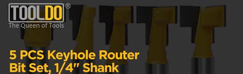 Tooldo Keyhole Router Bit Set 1 4 Inch Shank Router Bits，5 Pcs Router Bit Set 5 16and3 8 And 1 2 And5