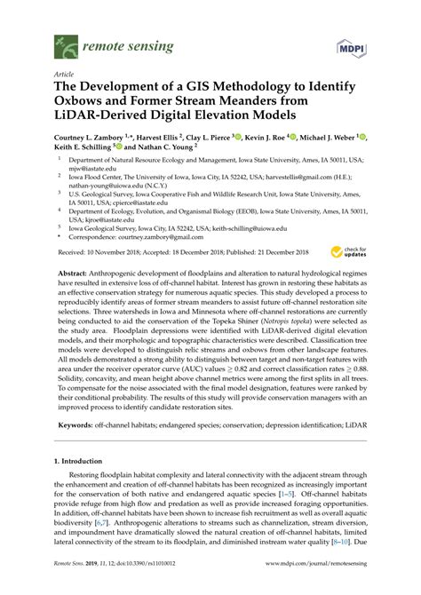 Pdf The Development Of A Gis Methodology To Identify Oxbows And