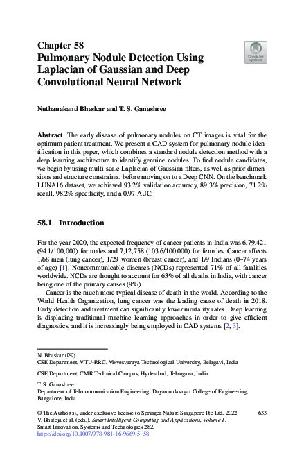 Pdf Pulmonary Nodule Detection Using Laplacian Of Gaussian And Deep Convolutional Neural Network