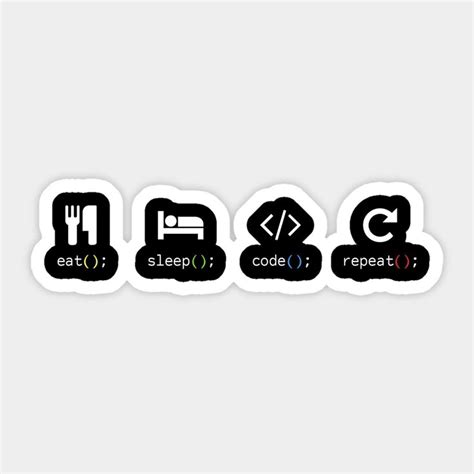Eat Sleep Code Repeat Sticker Cute Laptop Stickers