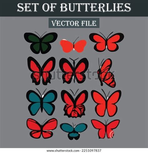 Set Butterflies Vector File Stock Vector Royalty Free 2251097837
