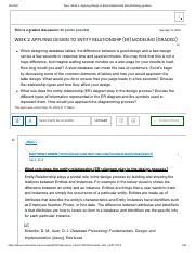 Topic Week Applying Design To Entity Relationship ER Modeling Graded Pdf Topic