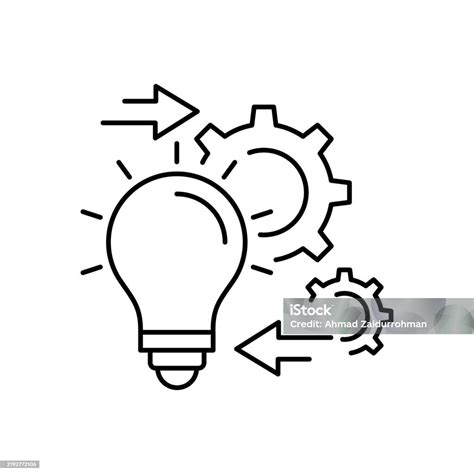 Implementation Vector Line Icon Solution Execute Develop Configuration Cogwheel With Light Bulb