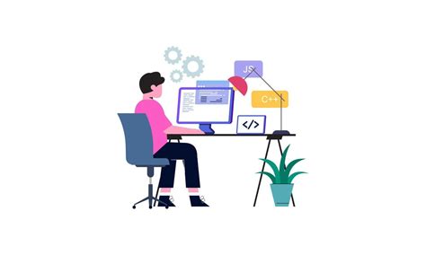 Man Programmer Is Working On His Laptop Coding And Programming