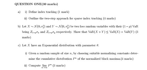 Solved Question One30 ﻿marksa ﻿i ﻿define Index Tracking