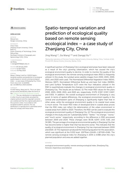 Pdf Spatio Temporal Variation And Prediction Of Ecological Quality Based On Remote Sensing