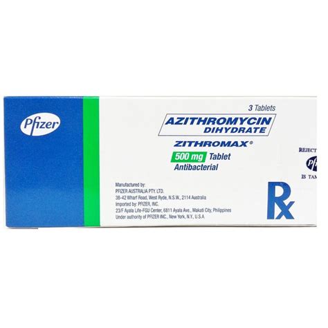 Zithromax Azithromycin Dihydrate 500mg Film Coated Tablet 1s Price In