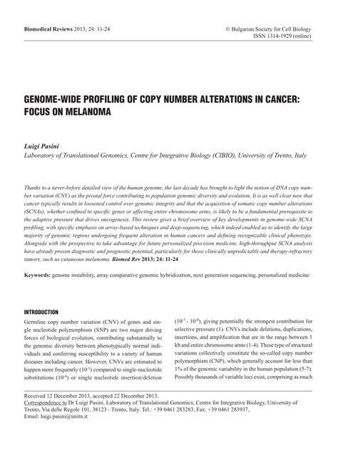Pdf Genome Wide Profiling Of Copy Number Alterations In Cancer Focus