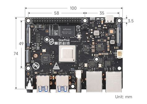 VisionFive2 RISC V AI Single Board Computer With WiFi Module Based On JH7110 Processor