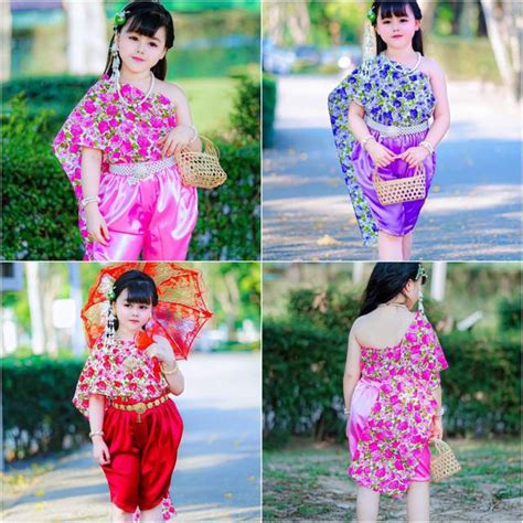 ชุดไทยเด็กหญิง สไบลายดอกกับโจง Ennxo