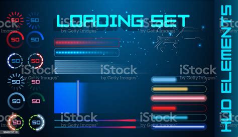 Hud Futuristic Element Loading Bars Set Vector Background Abstract Big