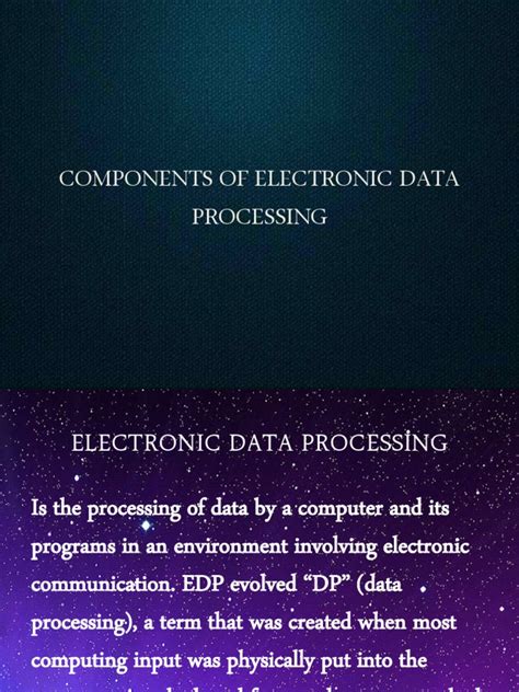 Components Of Electronic Data Processing Pdf Computer Data Storage Input Output