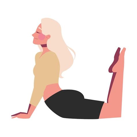 Mujer Haciendo Yoga Icono Aislado Vector Premium