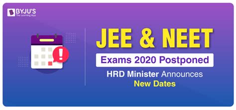 Hrd Minister Announces New Exam Dates For Jee And Neet 2020 Check