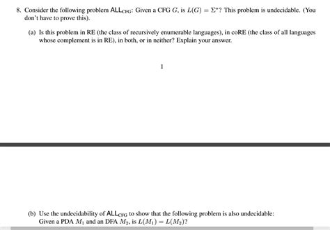 solved consider the following problem all cfg given a cfg